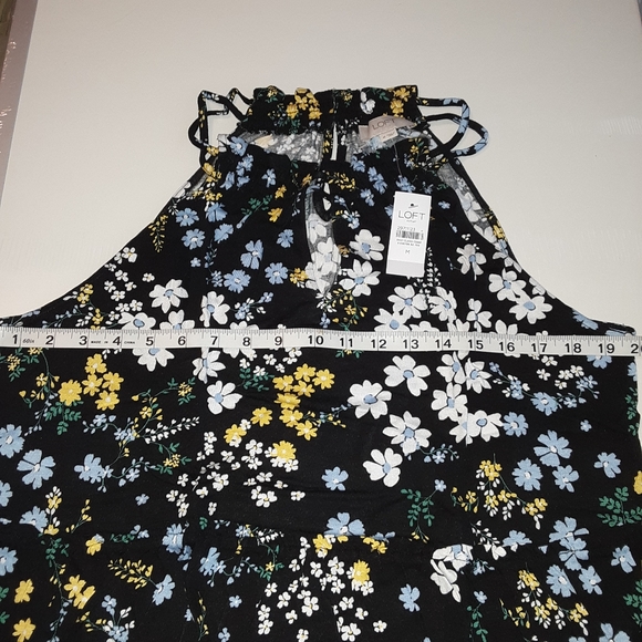 LOFT | Tops | Loft Outlet Black Floral Halter Keyhole Top | Poshmark